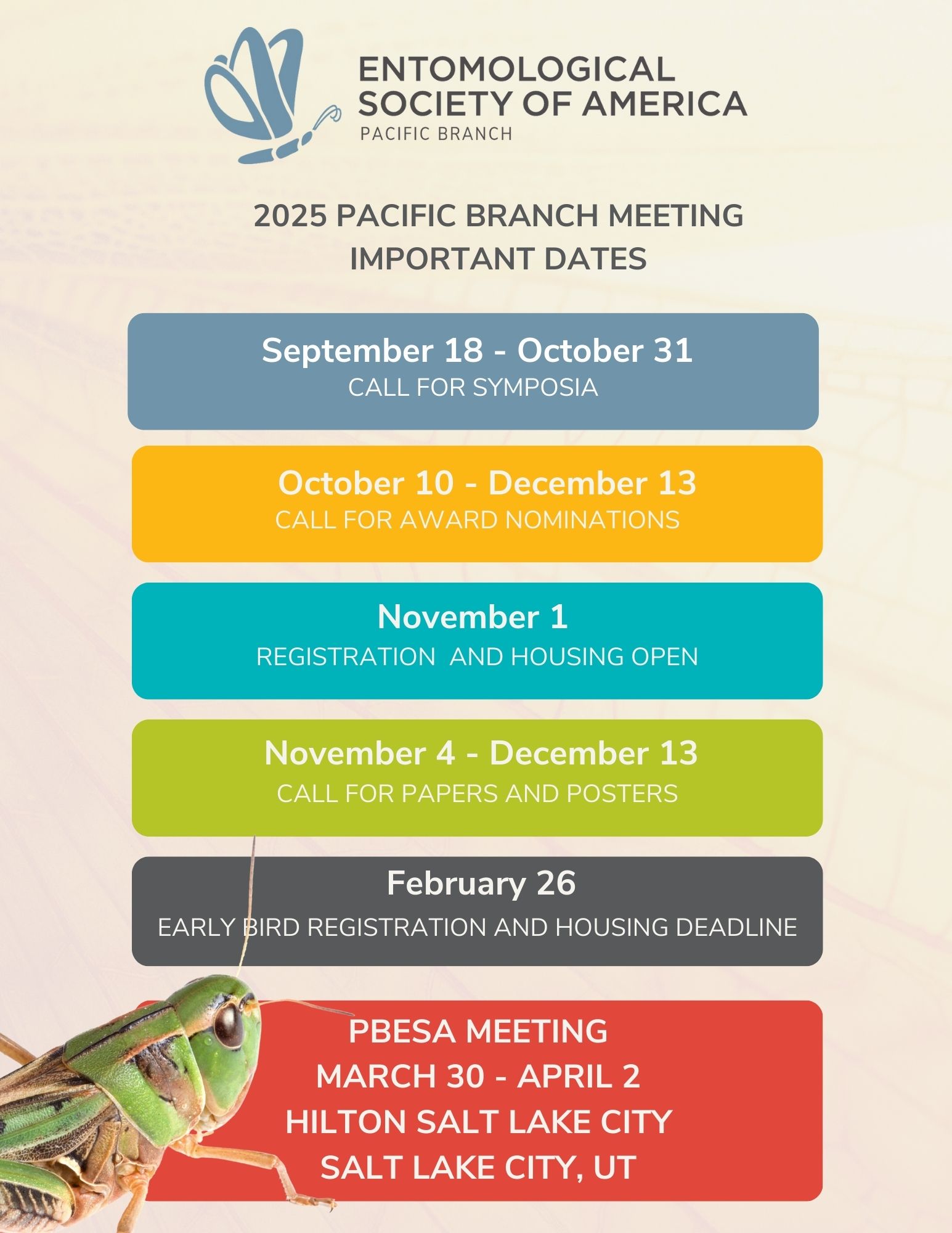 Pacific Branch Meeting: Important Dates | Entomological Society of America
